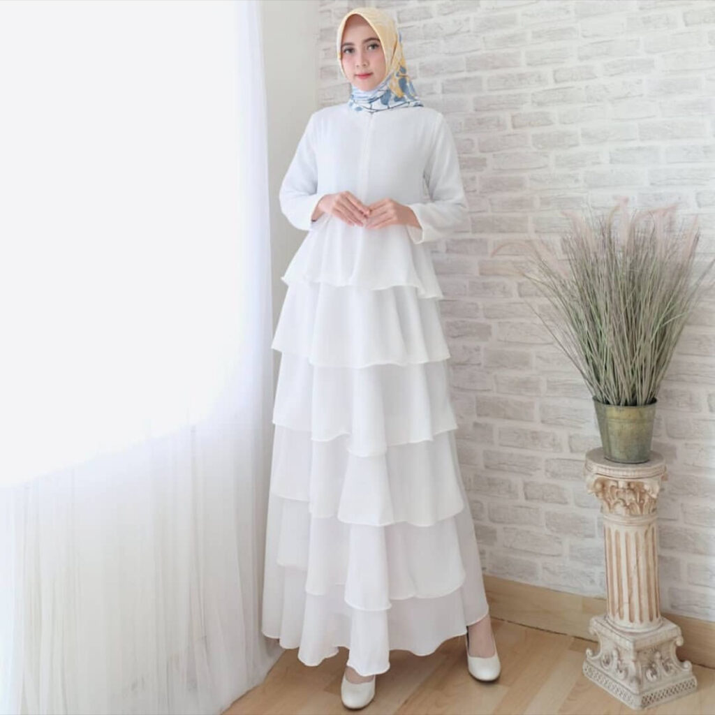 √ 45+ Model Gamis Putih Polos Kombinasi Terbaru 2020