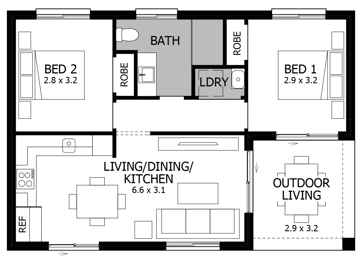 10 Denah Rumah Minimalis 2 Kamar Tidur, Wajib Dicoba